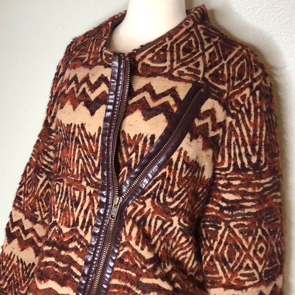 Free People | Jackets & Coats | Free People Red Tribal Pattern Faux Fur ...
